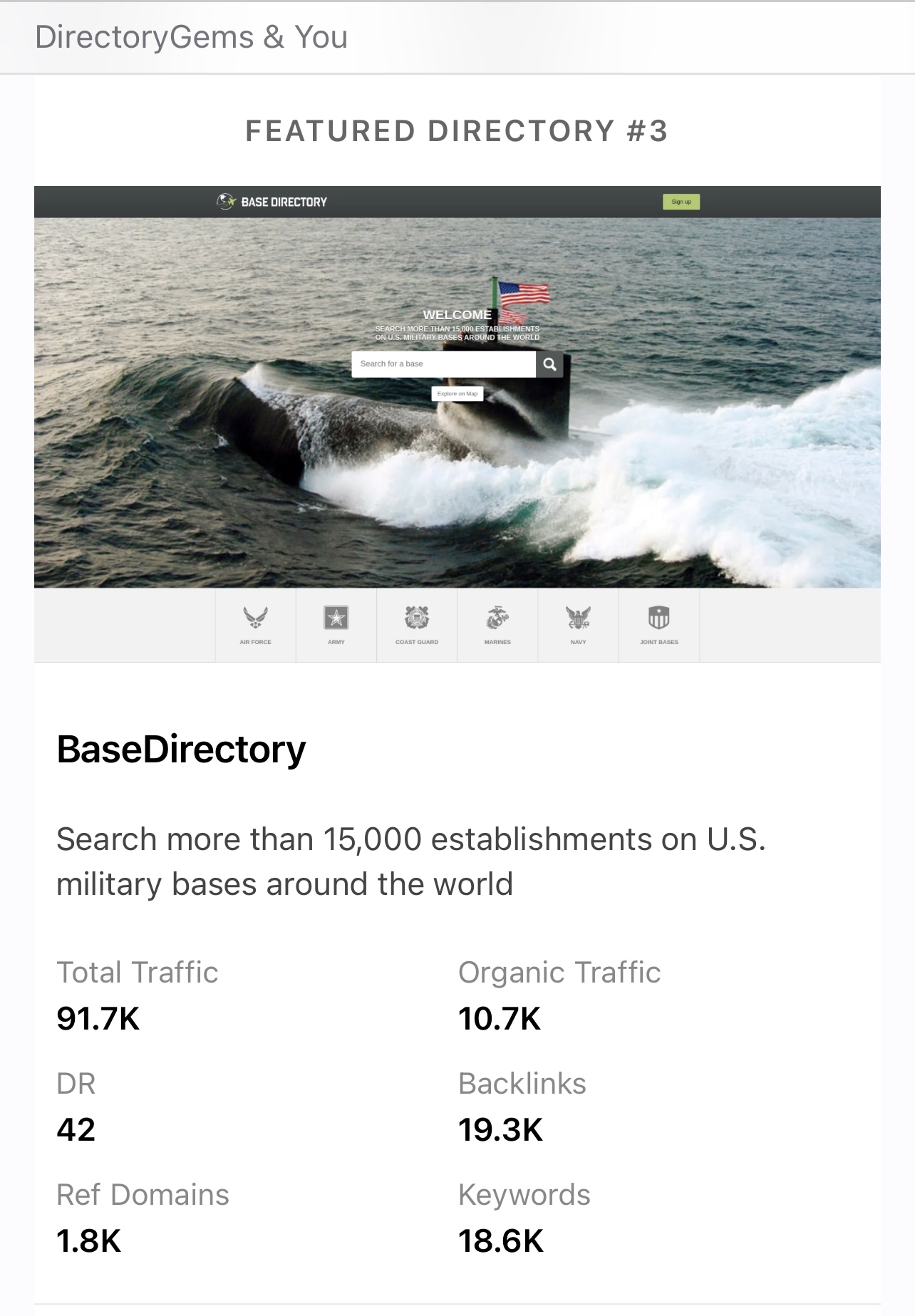 Military base directory | Ship Your Directory