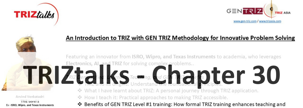 TRIZ talks - Chapter 30 : An Introduction to TRIZ with GEN TRIZ ...