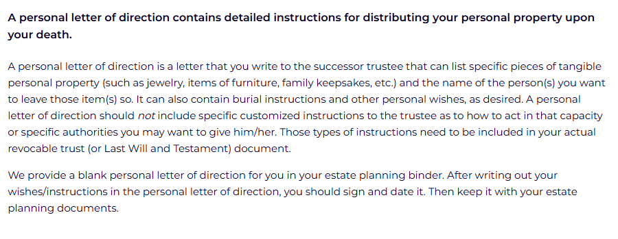 Personal Letter of Direction | FamilyCare Navigators Group