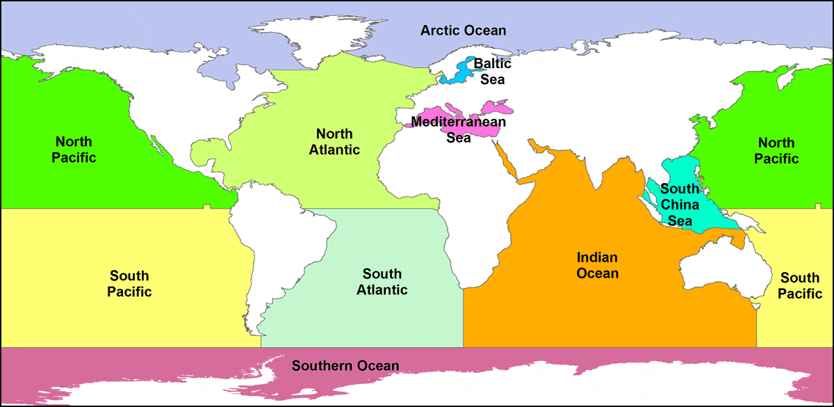 The List of the Oceans with data and statistics about surface area ...