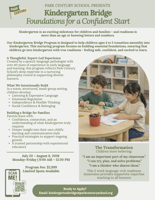 Summer 2026 - Kindergarten Bridge Program | Park Century School | LA ...
