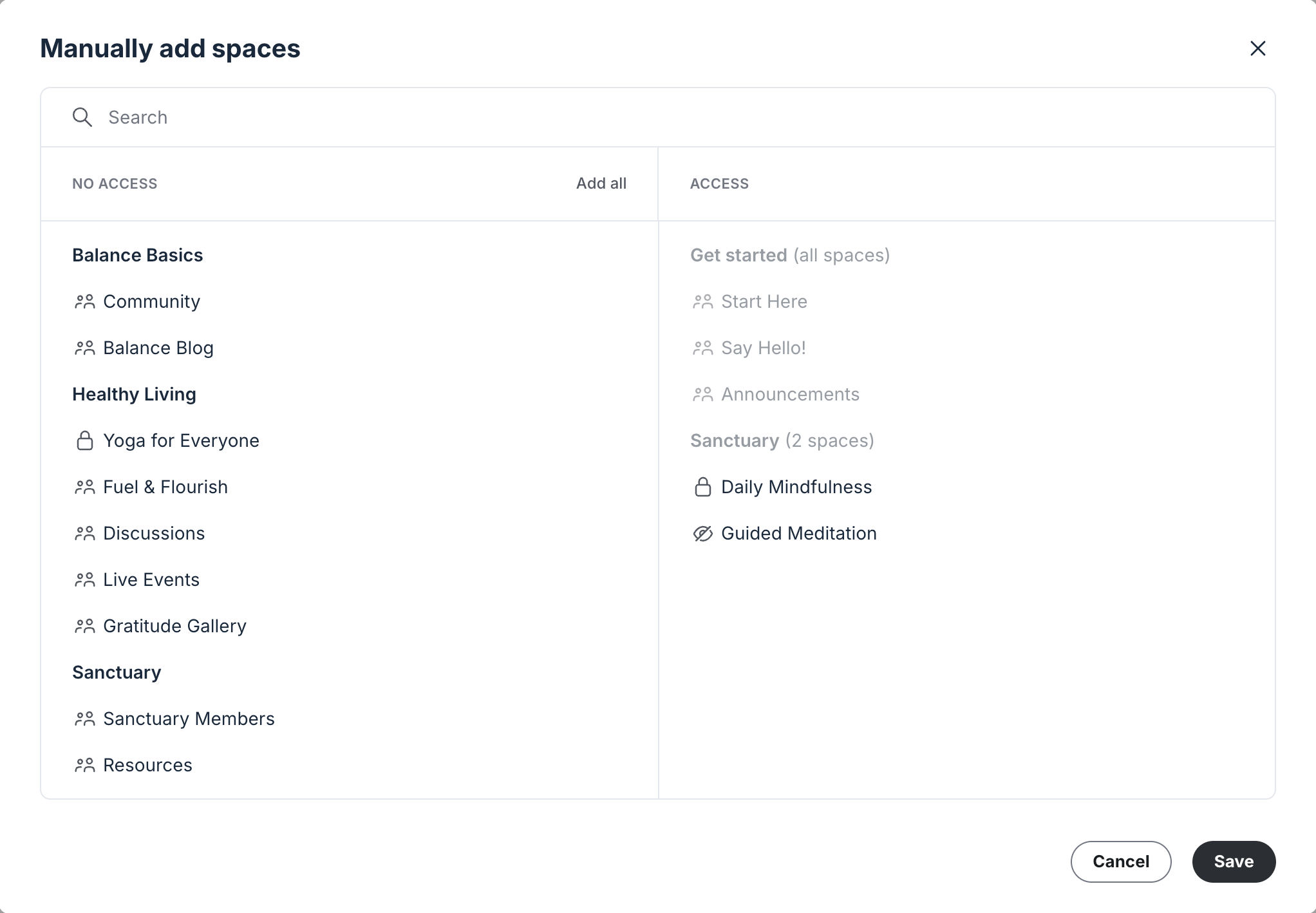 Managing members' access to spaces from their account | Circle Knowledge Base