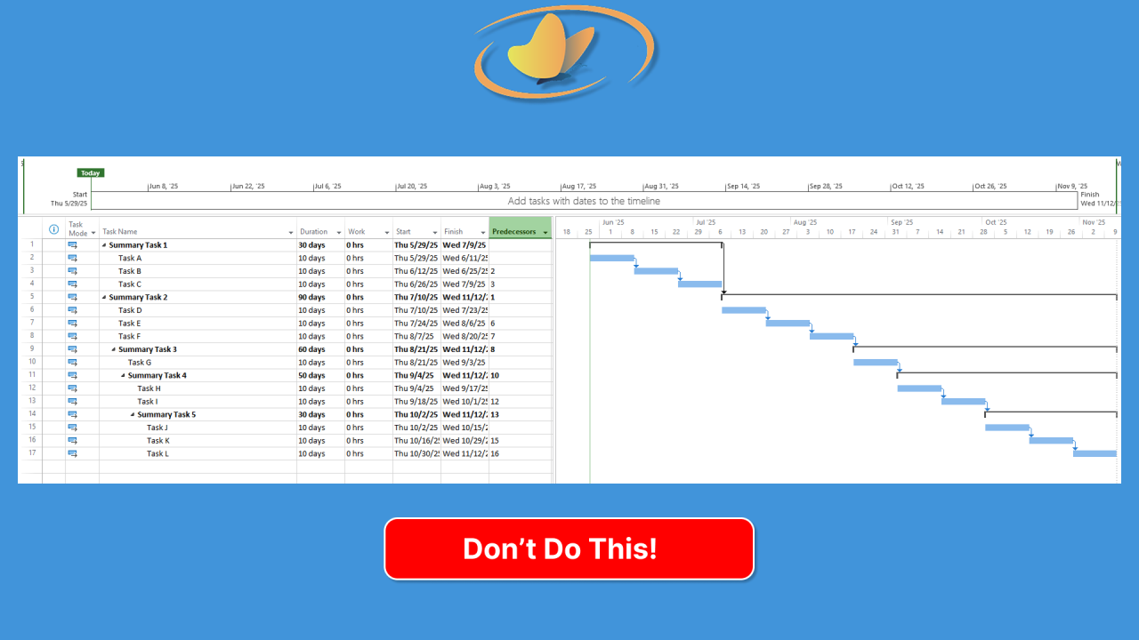 Why You Should Avoid Using Summary Tasks in Microsoft Project | Master Projects for Unlimited Growth