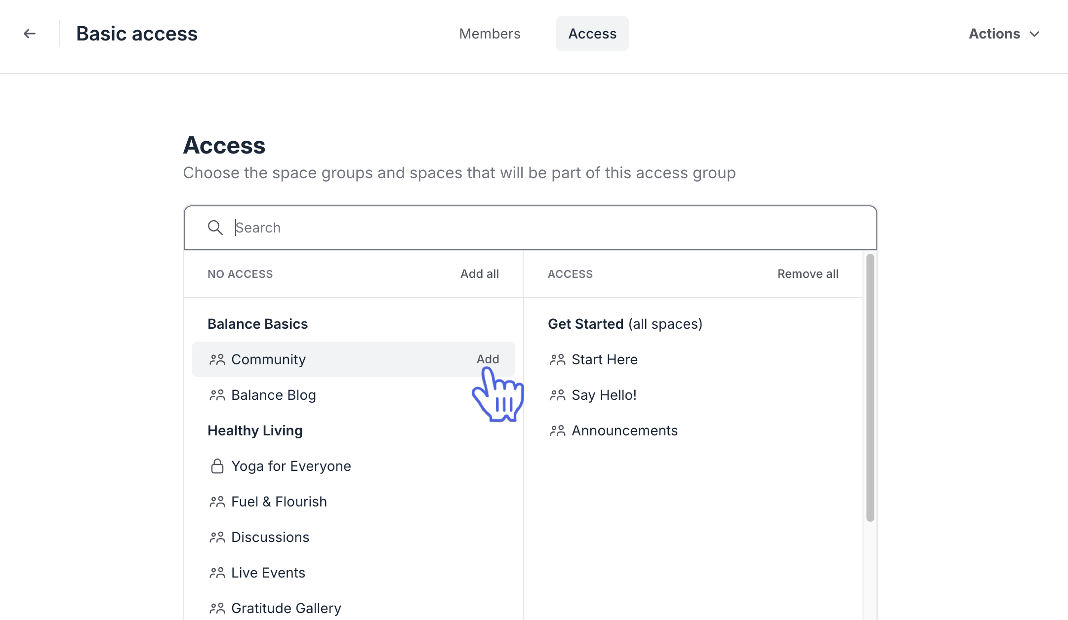 Update the access setup for an access group | Circle Knowledge Base